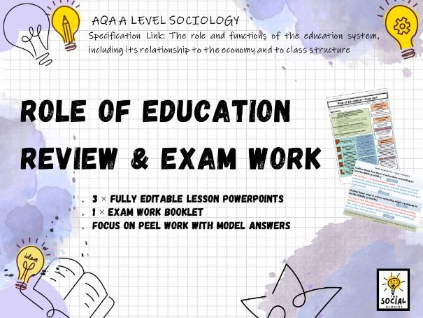 AQA A Level Sociology - Education - Role of Education - Exam Work ...