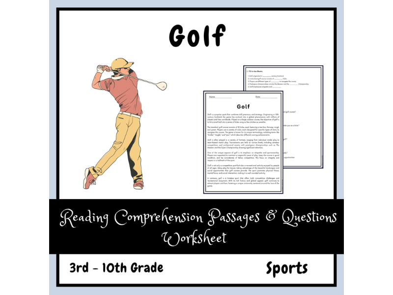 Sports Reading Comprehension Passages & Questions Worksheets Bundle ...