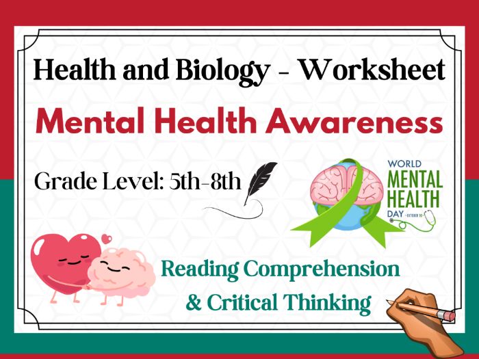 Mental Health Awareness: Reading Comprehension Passages & Questions ...