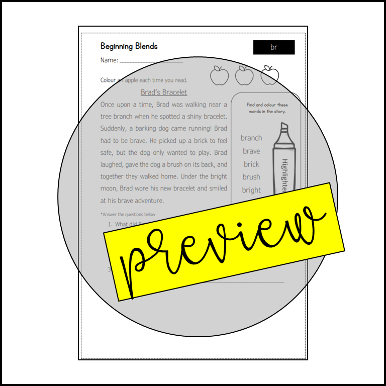 Beginning Blends Phonics Worksheets | Literacy Activities for Reception ...