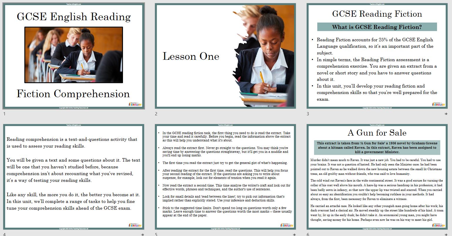 GCSE English Language - Reading Fiction Comprehension | Teaching Resources