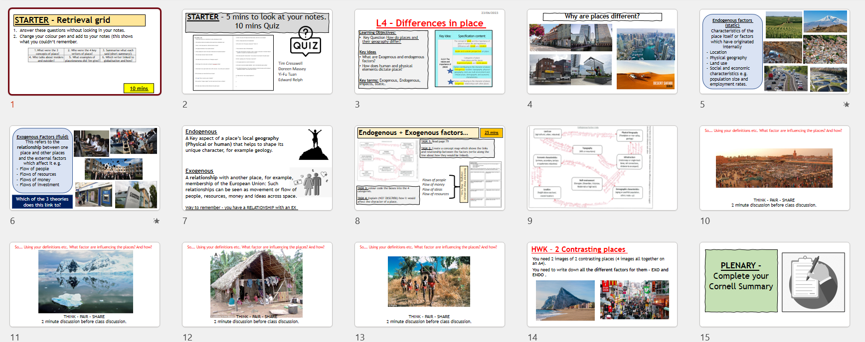 AQA A-LEVEL Changing Places - L4 Exogenous and Endogenous factors (Lesson + Resources ...