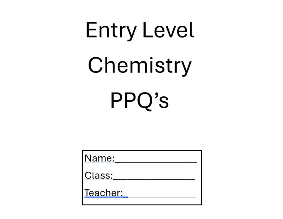 WJEC Entry Level Chemistry Past Paper Questions | Teaching Resources