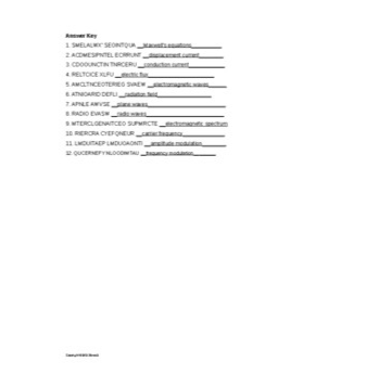 Electromagnetic Waves Word Scramble for Physics | Teaching Resources