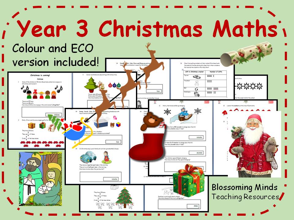 Year 3 Christmas Maths All Topics Differentiated Levels By Year 3 Christmas Maths All Topics Differentiated Levels By
