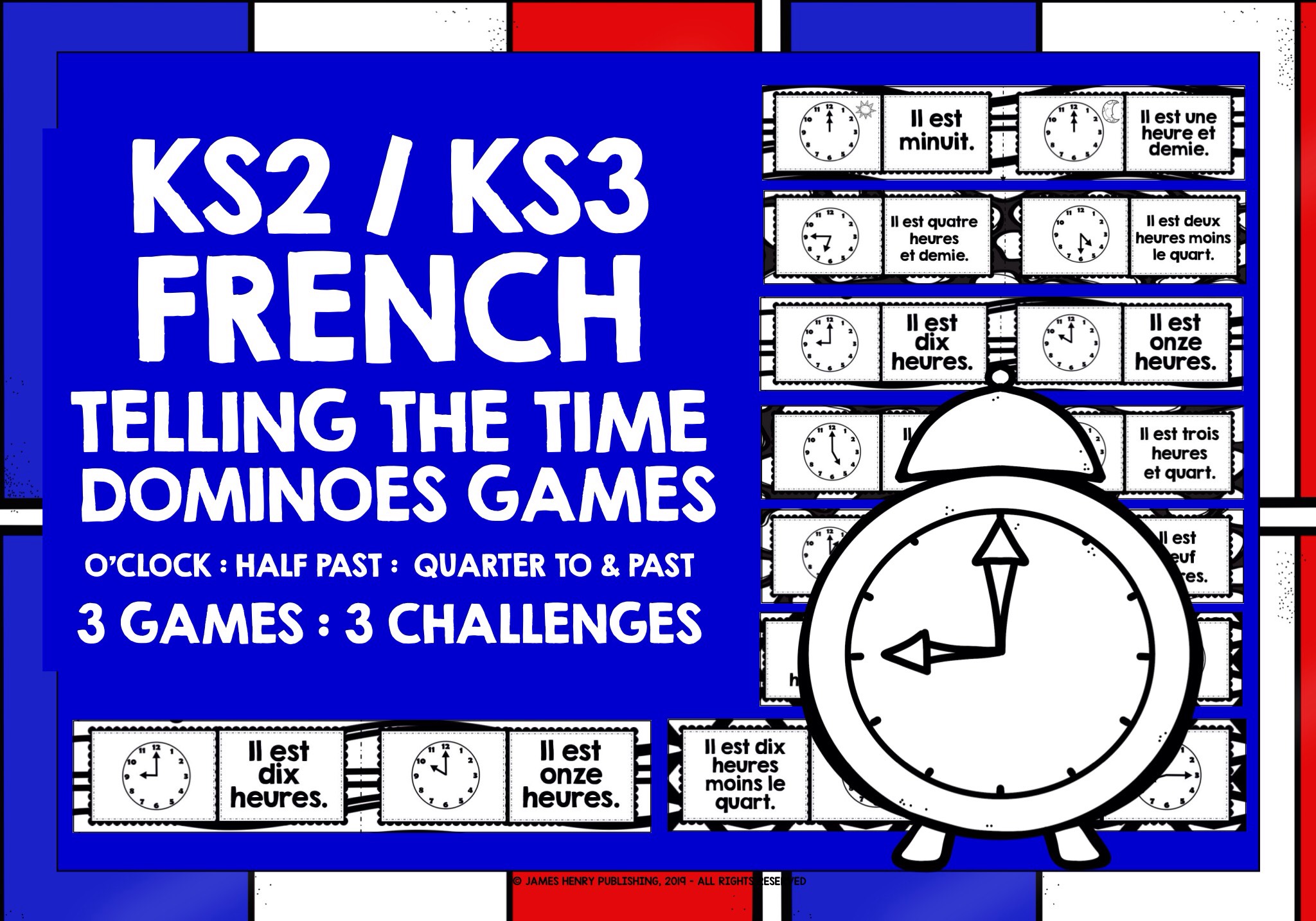 FRENCH TELLING THE TIME DOMINOES #1 | Teaching Resources