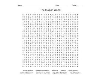 The Human World Vocabulary Word Search for World Geography | Teaching ...