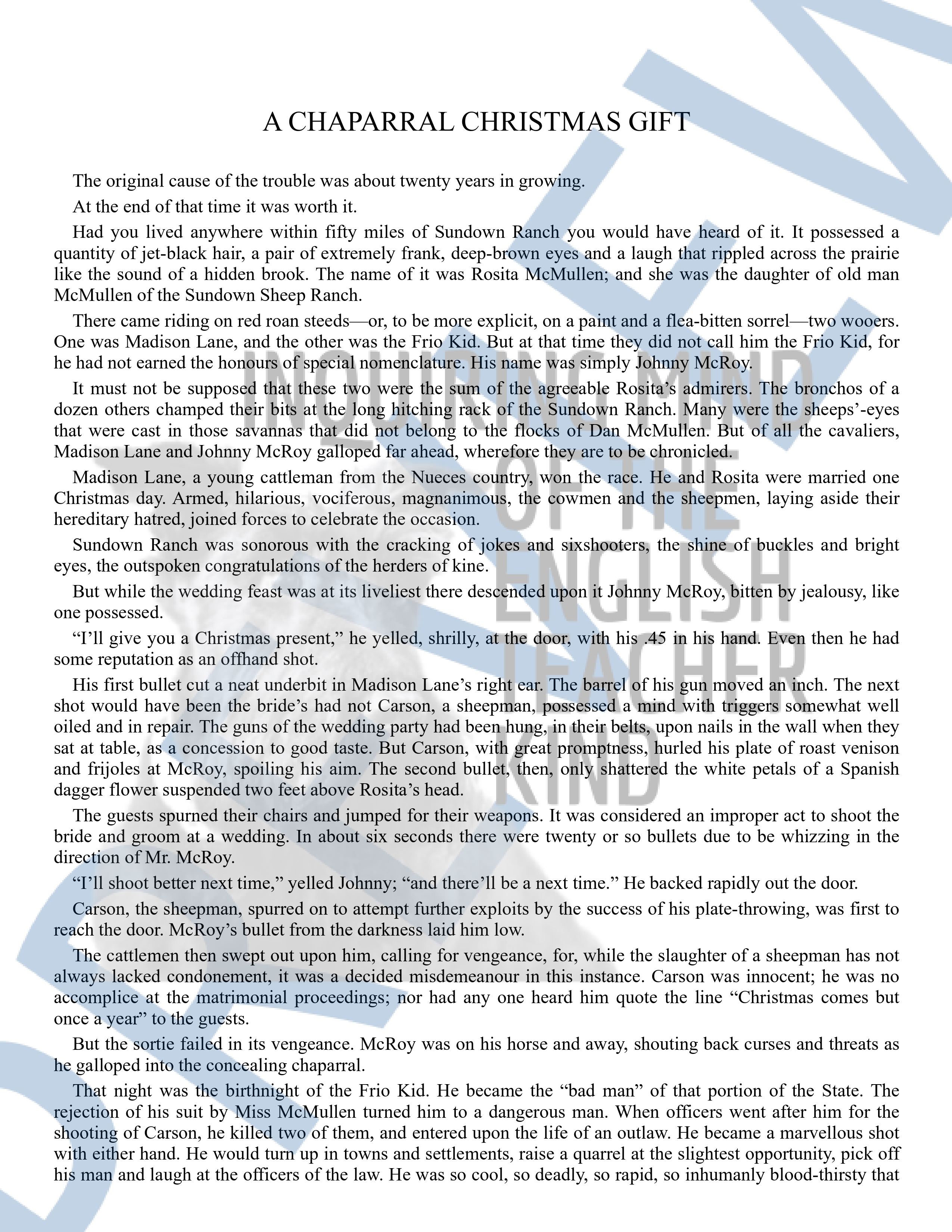 "A Chaparral Christmas Gift" by O. Henry Analysis Worksheet | Holiday ...