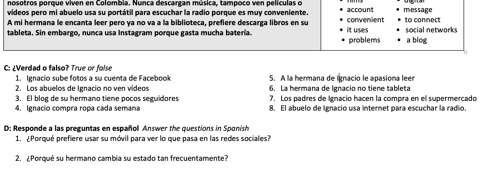 Claro 2 Generación digital 3.1 | Teaching Resources