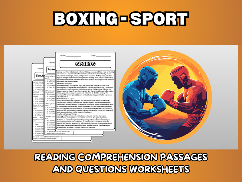 Boxing - Sport Reading Comprehension Passages and Questions Worksheets ...