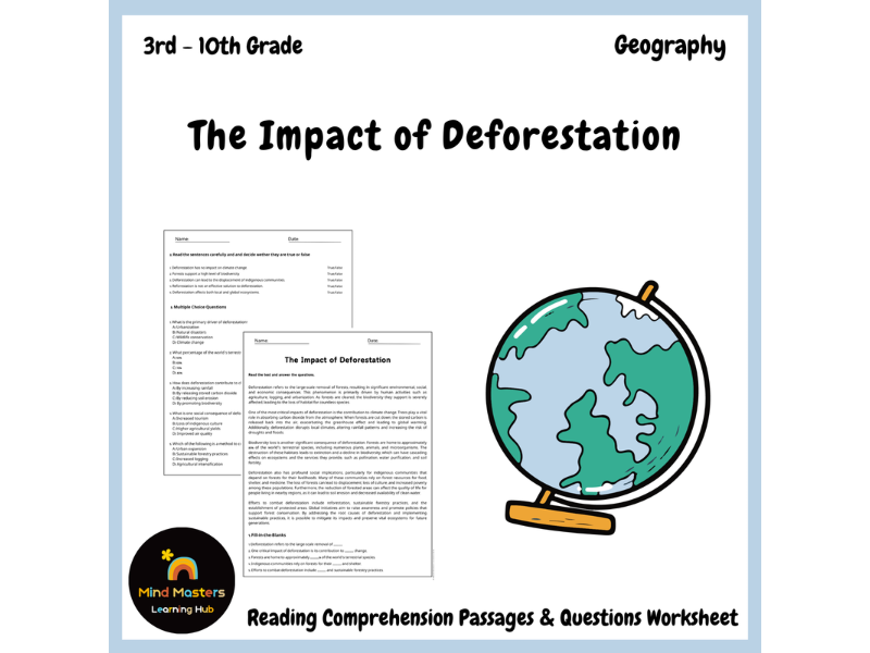 The Impact of Deforestation Reading Comprehension Passages & Questions ...
