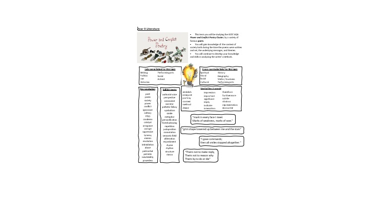 New Topic Intro: Power & Conflict Poetry | Teaching Resources