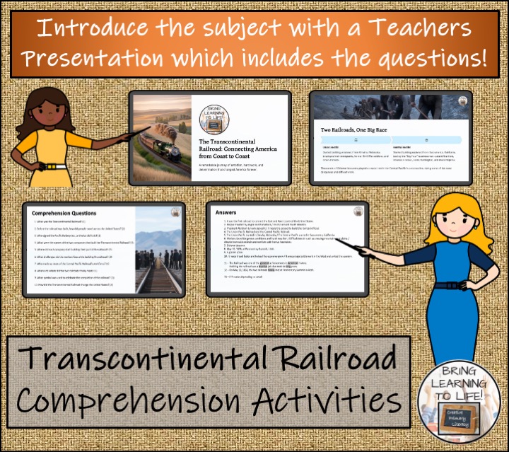 Transcontinental Railroad Reading Comprehension Activities | Year 5 or ...
