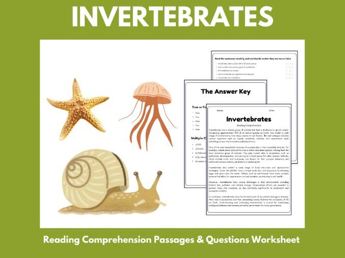 Invertebrates: Reading Comprehension Passages & Questions Worksheets ...