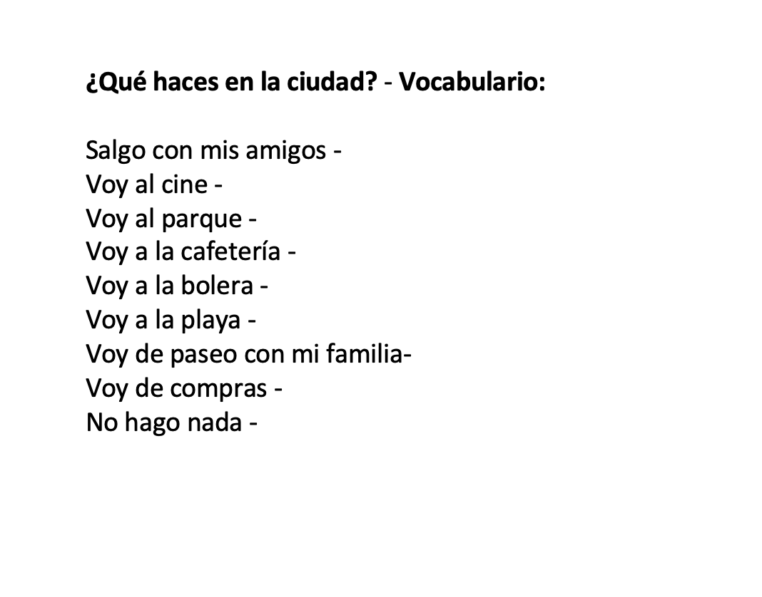 Viva 1 Module 5.2 ¿Qué haces en la ciudad? | Teaching Resources