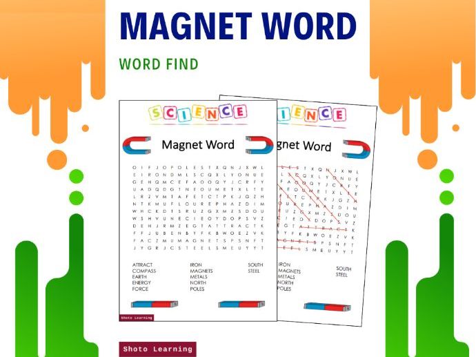 MAGNET WORDS SCIENCE ACTIVITY WORD FIND CROSSWORD SOLVER CROSS SEARCH 