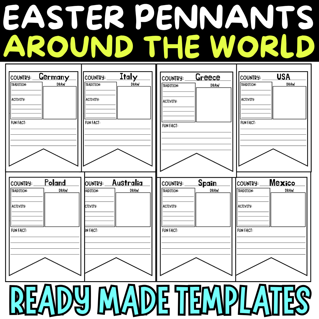 Easter Traditions Around the World Bulletin Board Pennants Research ...