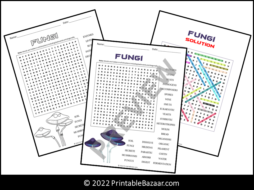 Printable Protist And Fungi Word Search - Word Search Maker