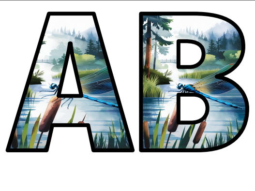 Dragonfly above lake Lettering Set Display Title Letters Numbers Signs ...