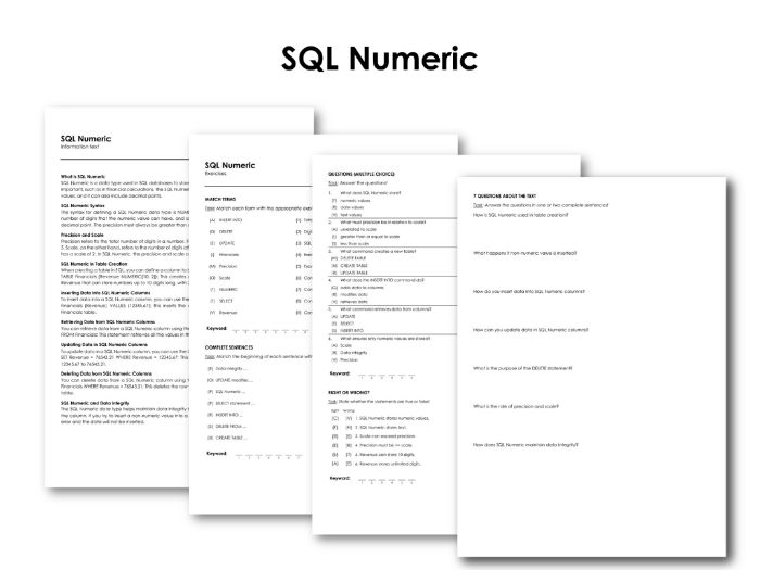 Sql Numeric Teaching Resources
