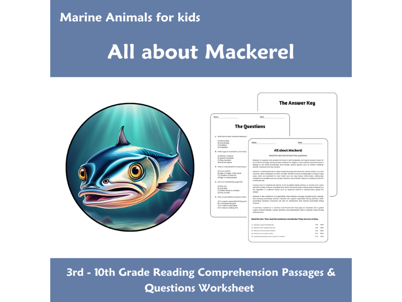 All About Mackerel - Reading Comprehension Passages & Questions ...