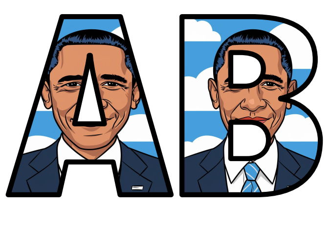 Famous Person Barack Obama Lettering Set Display Title Letters Numbers ...