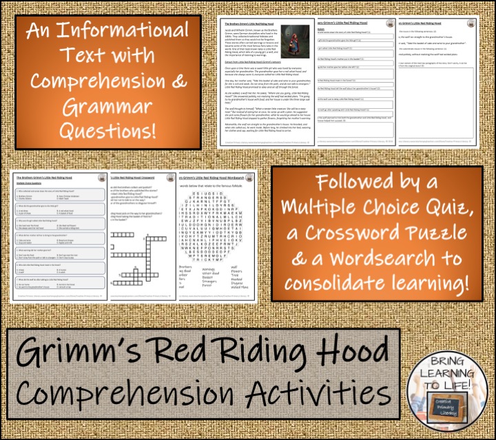 Brothers Grimm's Little Red Riding Hood Reading Comprehension | Year 5 or Year 6 | Teaching ...