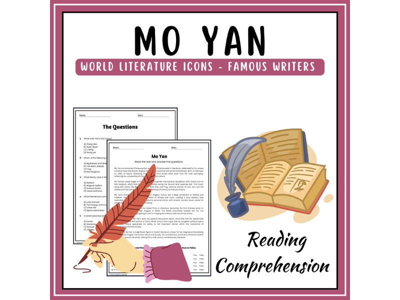 World Literature Icons: Famous Writers Reading Comprehension Passages ...
