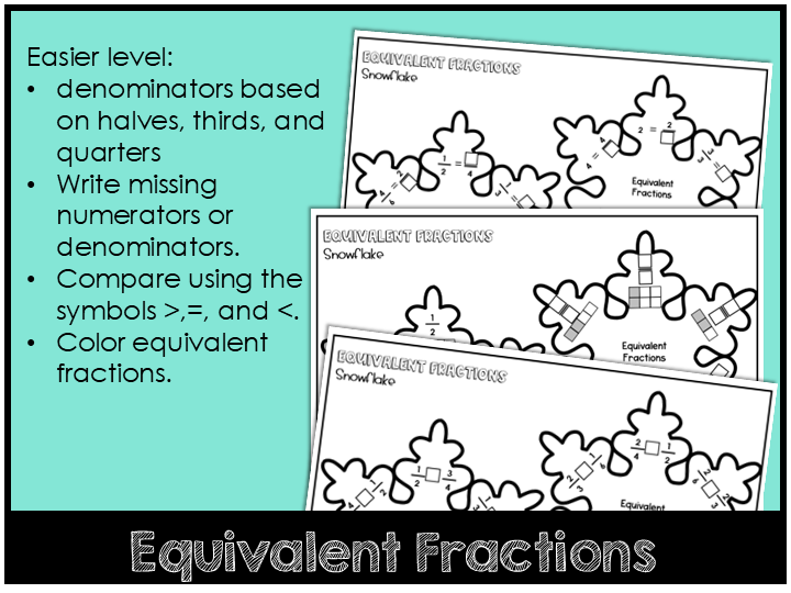 Winter Snowflake Equivalent Fractions Craft Activity | Teaching Resources