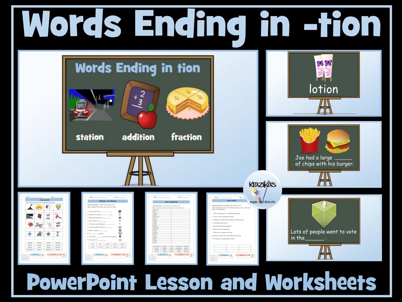 'tion' Suffix - PowerPoint and Worksheets | Teaching Resources
