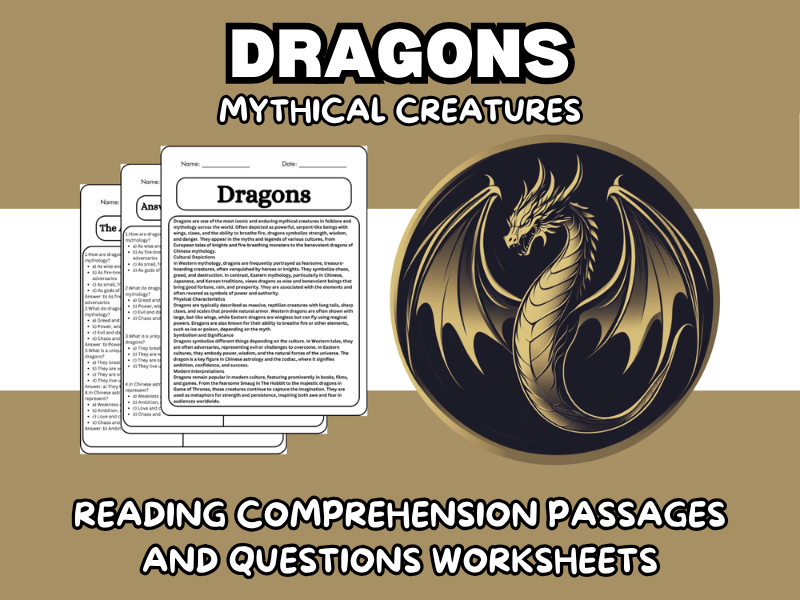 Dragons - Mythical Creatures Reading Comprehension Passages and ...