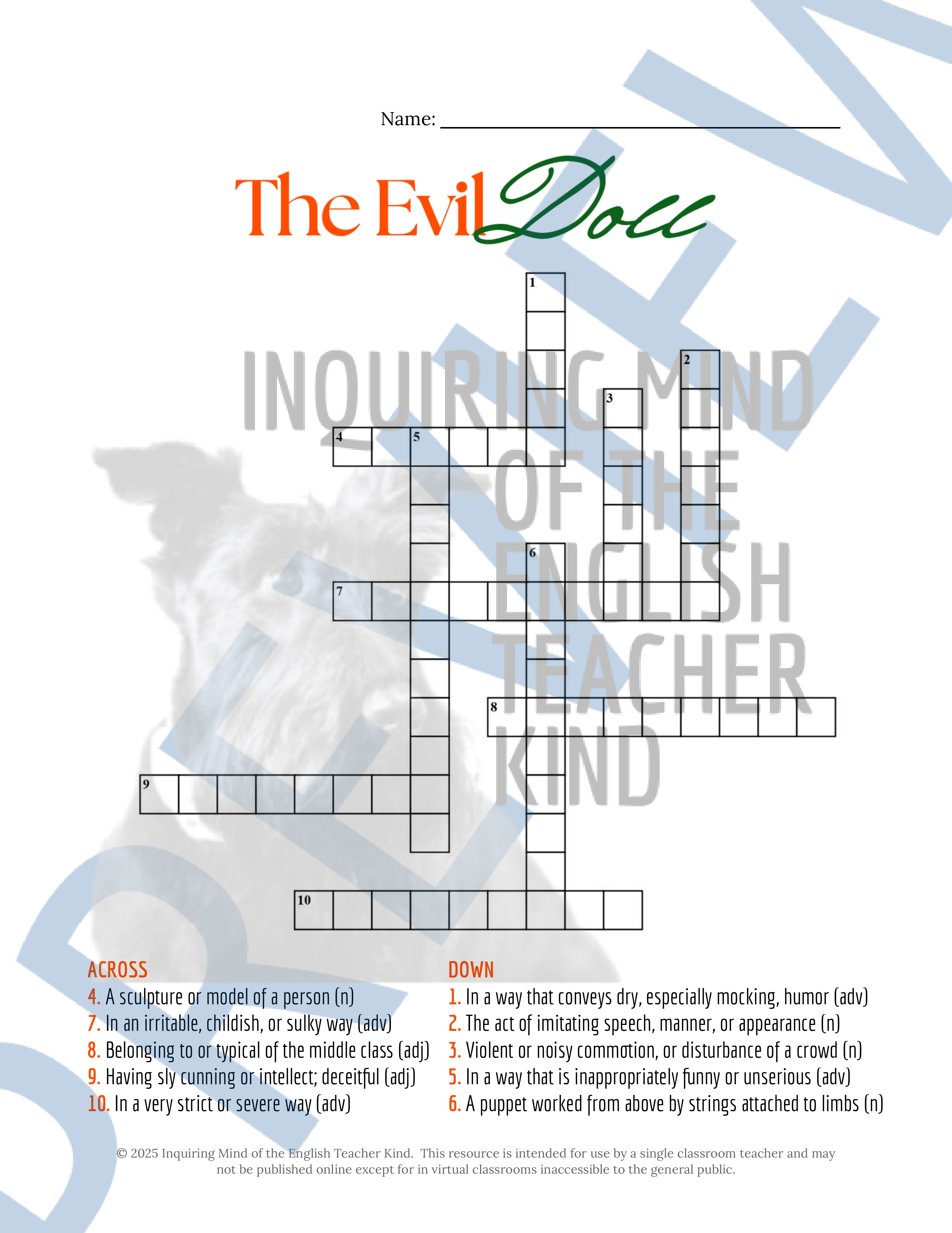 "The Evil Doll" by Hannes Bok Vocabulary Activities | Paranormal ...