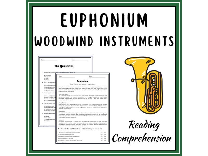 Woodwind Instruments Reading Comprehension Passages & Questions ...