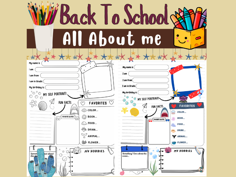 All About me Ocean Theme: First Week of School Getting to Know You ...