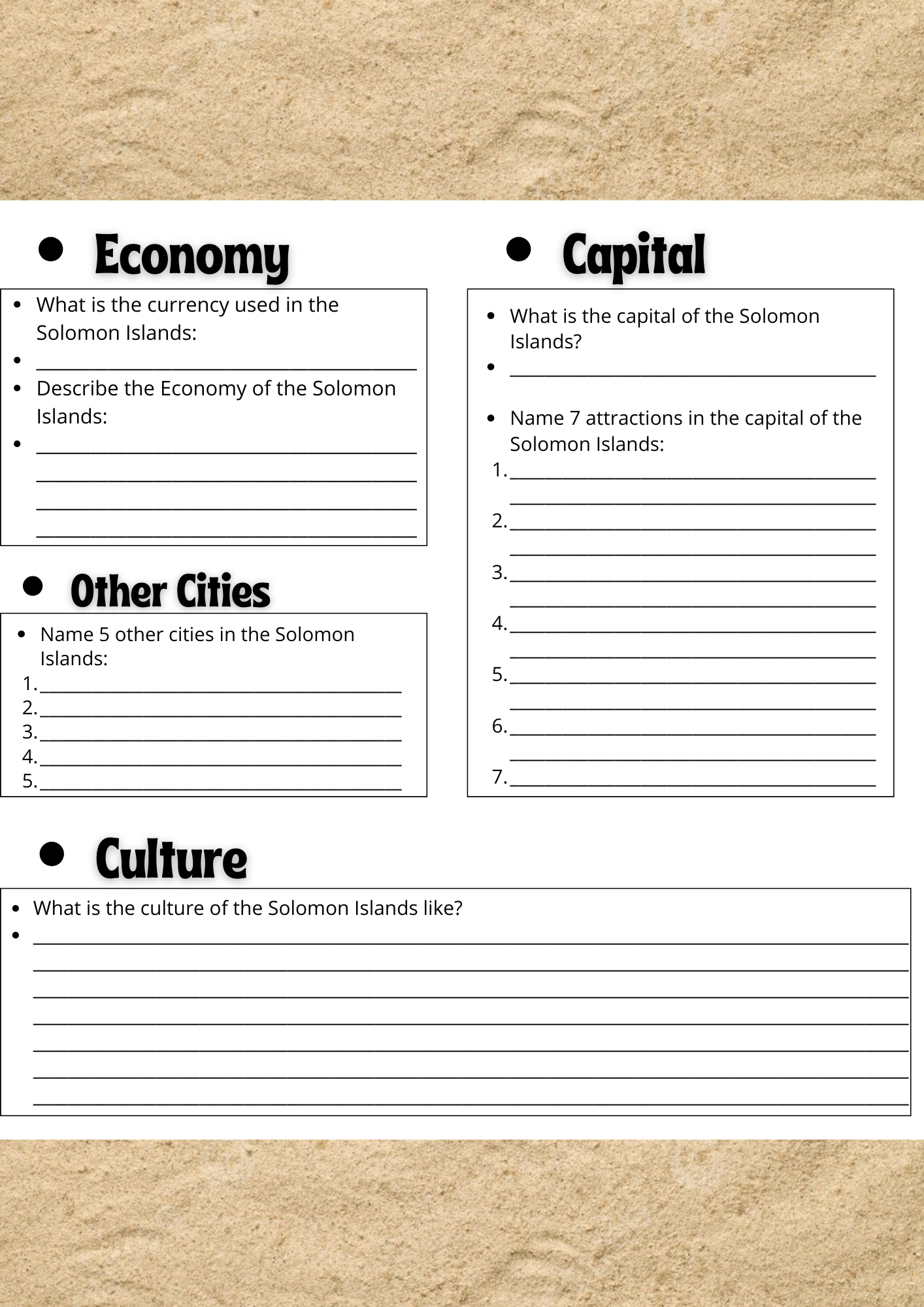 Country Study Research Project - Solomon Islands - Social Studies ...