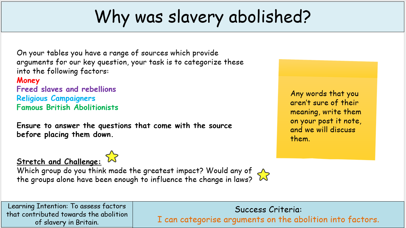 KS3 History: British Abolition of Slavery | Teaching Resources