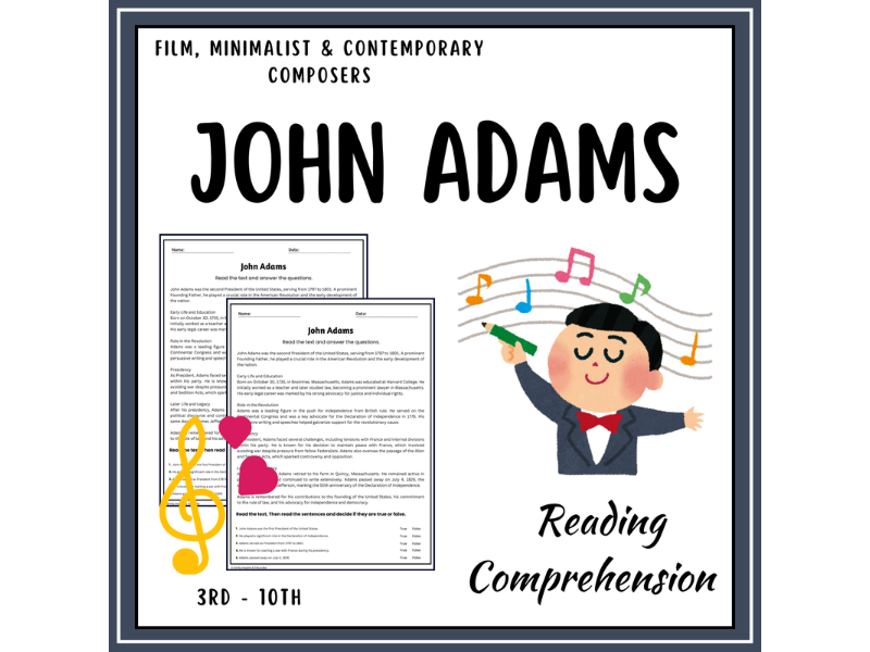 John Adams - Reading Comprehension Passages & Questions Worksheets ...