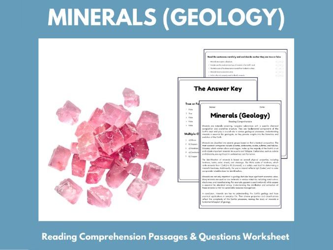 Minerals (Geology): Reading Comprehension Passages & Questions ...