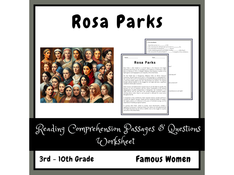Rosa Parks Reading Comprehension Passages & Questions Worksheets ...