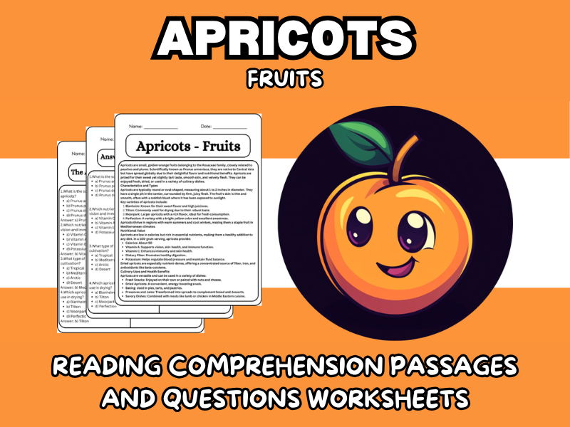 Apricots - Fruits Reading Comprehension Passages and Questions ...