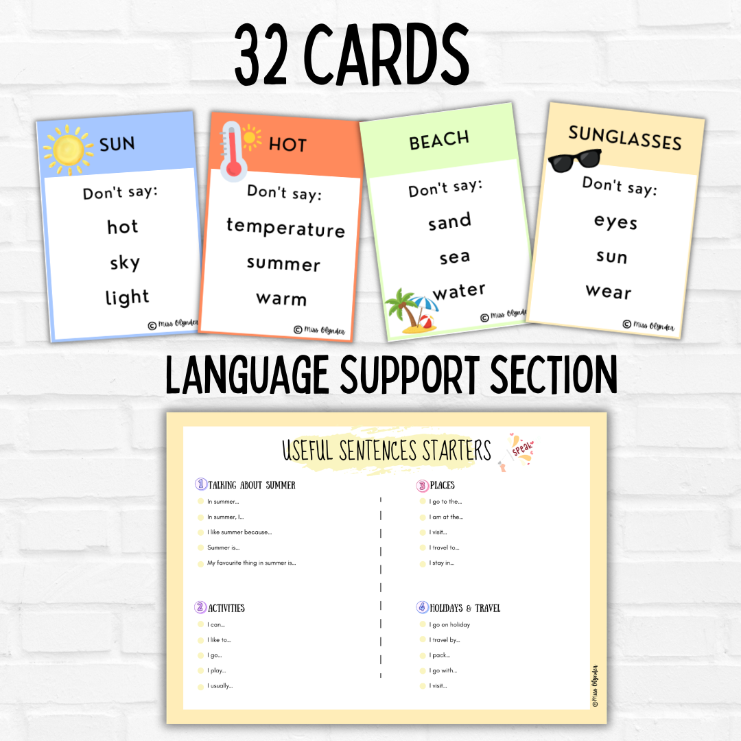 Summer Taboo Game – ESL Speaking Activity | Summer Vocabulary | No Prep ...