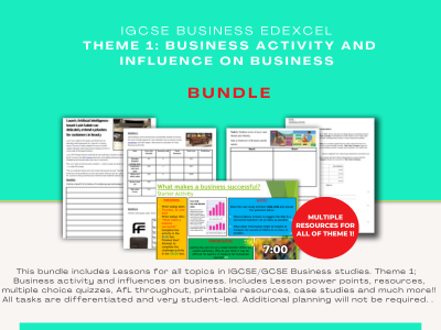 IGCSE Business Edexcel Theme 1; Business activity and influences on ...