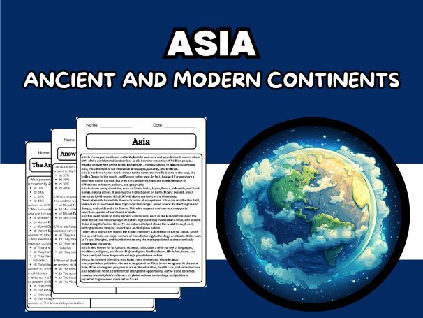 Asia - Ancient and Modern Continents Reading Comprehension Passages ...