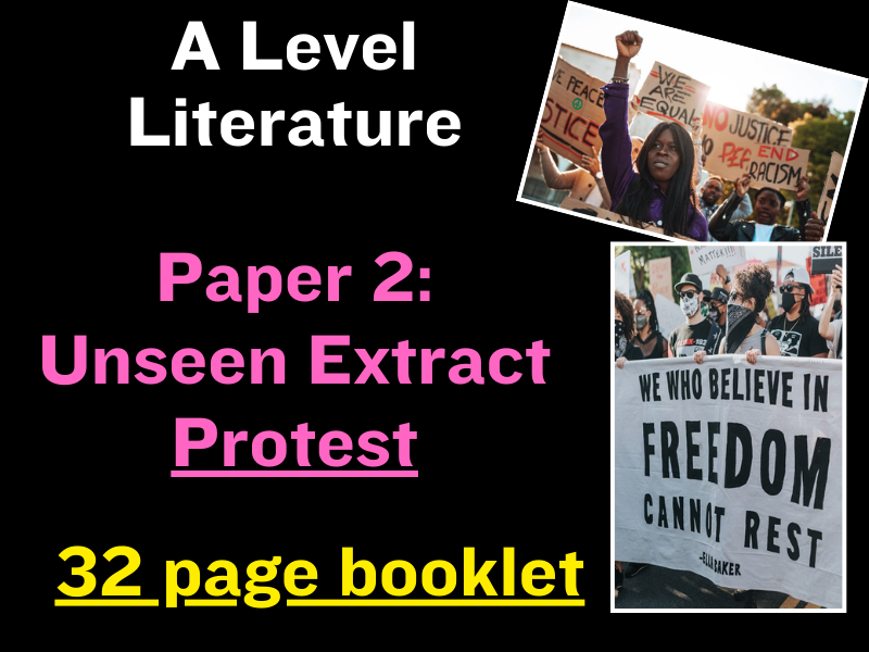 A Level Literature (Lit): Protest, Unseen Extract, Exam Preparation ...
