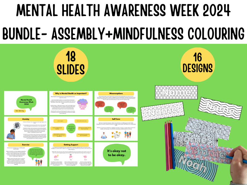 Mental Health Awareness Bundle Assembly and Mindfulness Colouring ...