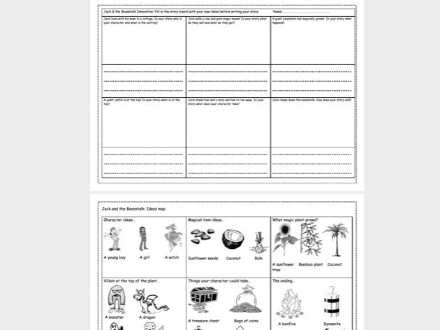 Jack and the beanstalk: Innovation Planner Story Board KS1 | Teaching ...