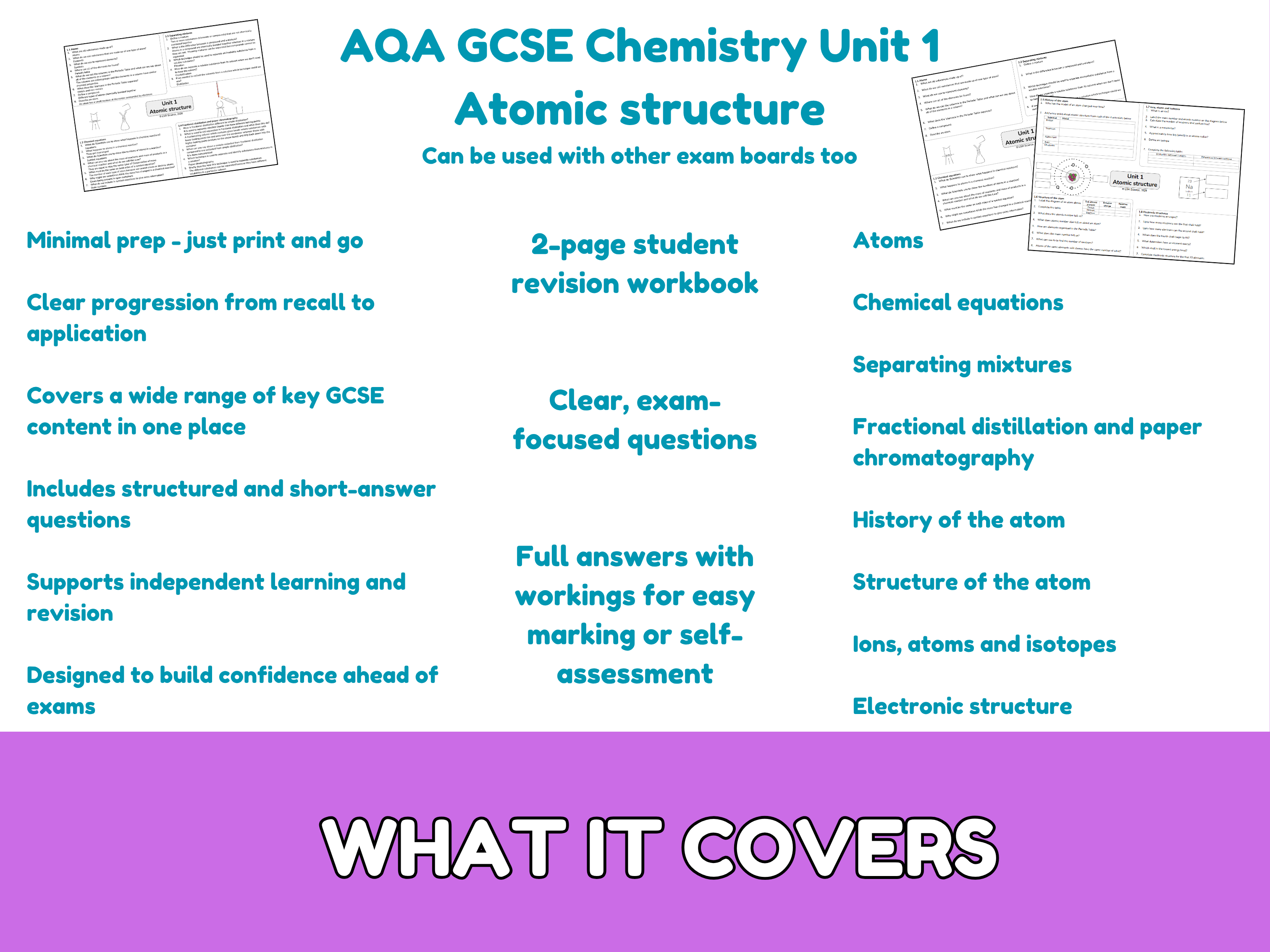 Atomic Structure Revision Mat | AQA GCSE Chemistry Unit 1 | Atoms, Ions ...