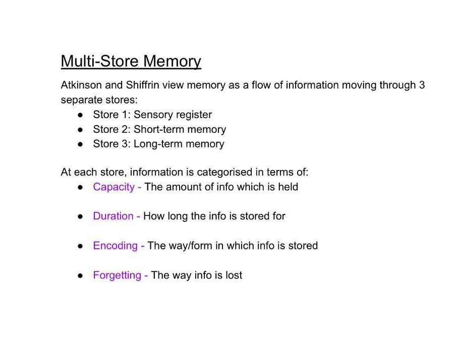 Multistore Model Of Memory Studying Psychs