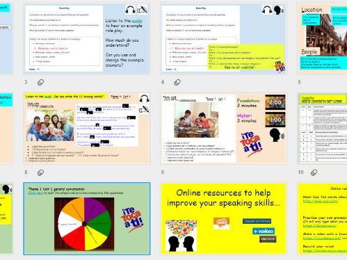 AQA 9-1 GCSE Spanish Theme 1 Unit 1 speaking listening practise role ...