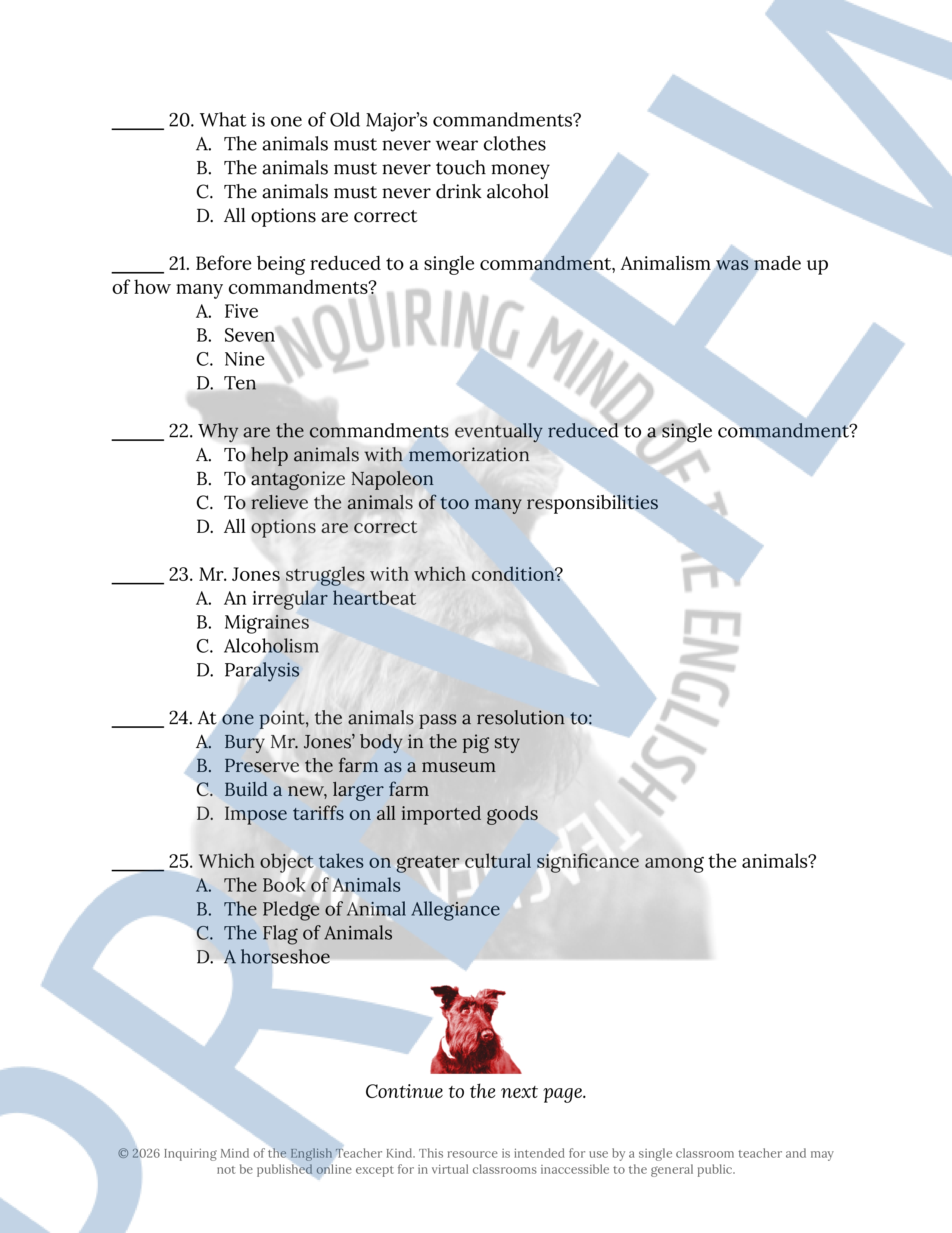 Animal Farm Test and Answer Key with Study Guide and Essay Rubric ...